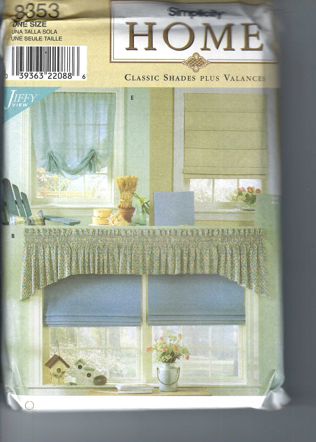 Uncut Simplicity Sewing Pattern Home Classic Shades Plus Valances 8353 ...