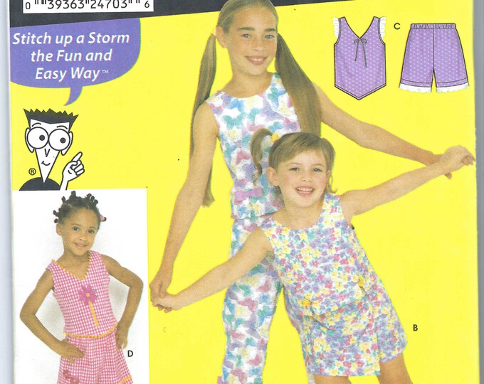 Uncut Simplicity Sewing Pattern 9607 Childs and Girls Tops Pants Skort ...