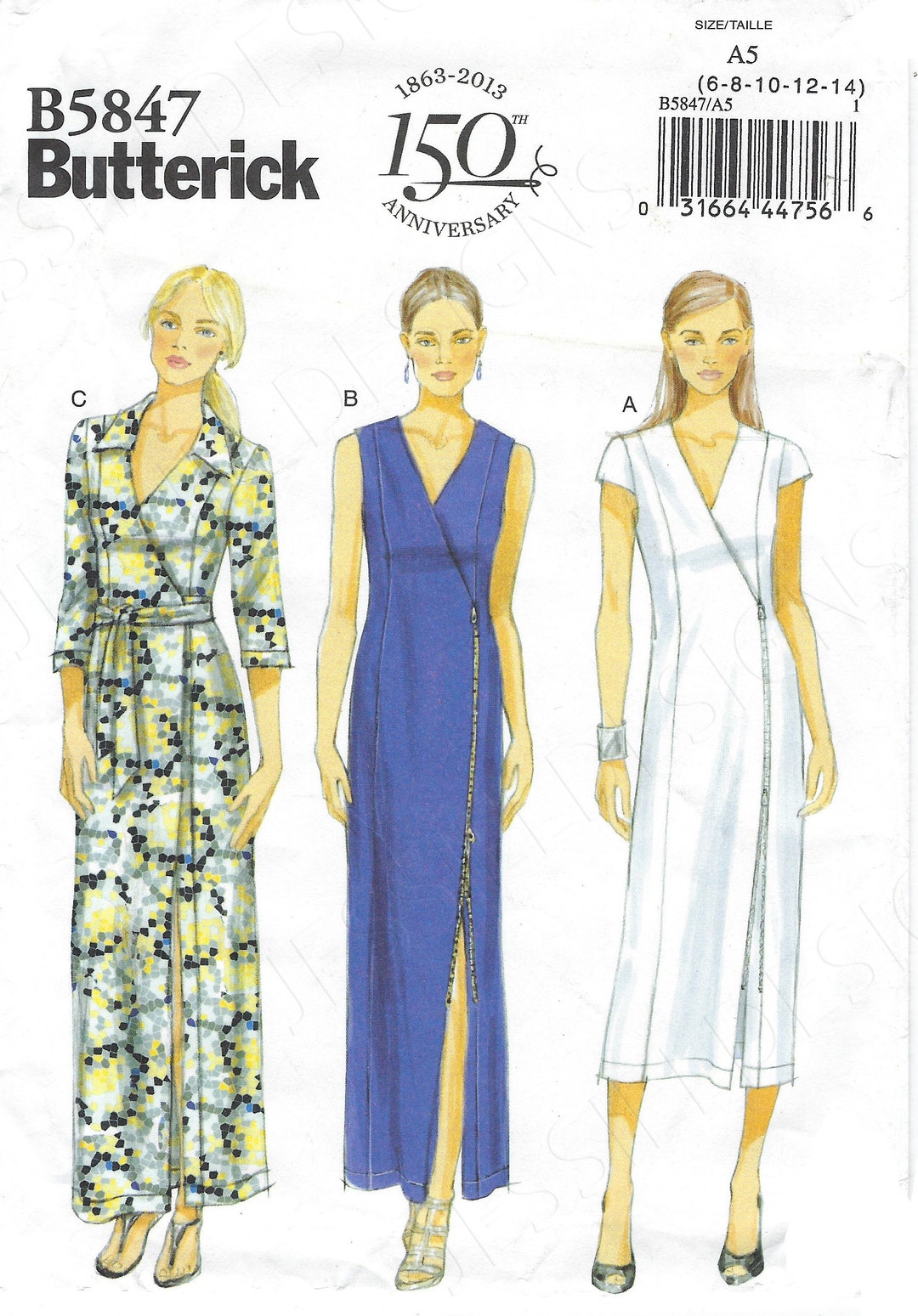 Uncut Butterick Sewing Pattern 5847 Women Wrap Dress Sewing Pattern ...
