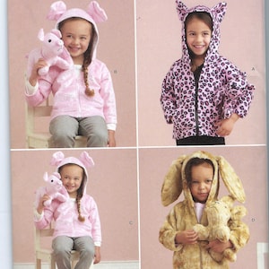 Uncut Simplicity Sewing Pattern Toddler Animal Jackets With Stuffed ...