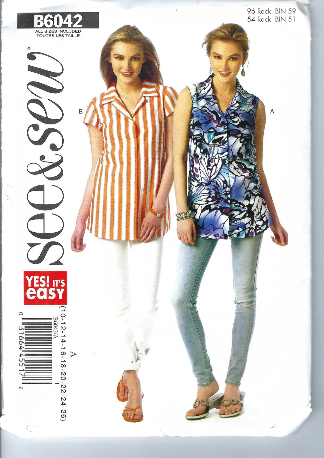 Uncut Butterick Sewing Pattern 6042 Sewing Pattern Button Front ...