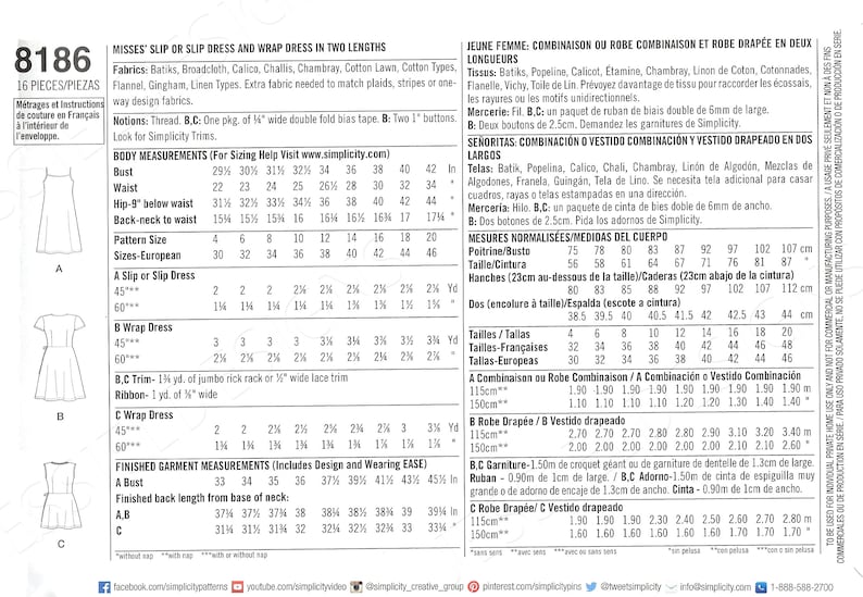 Uncut Simplicity Sewing Pattern 8186 Sewing Pattern for Misses - Etsy