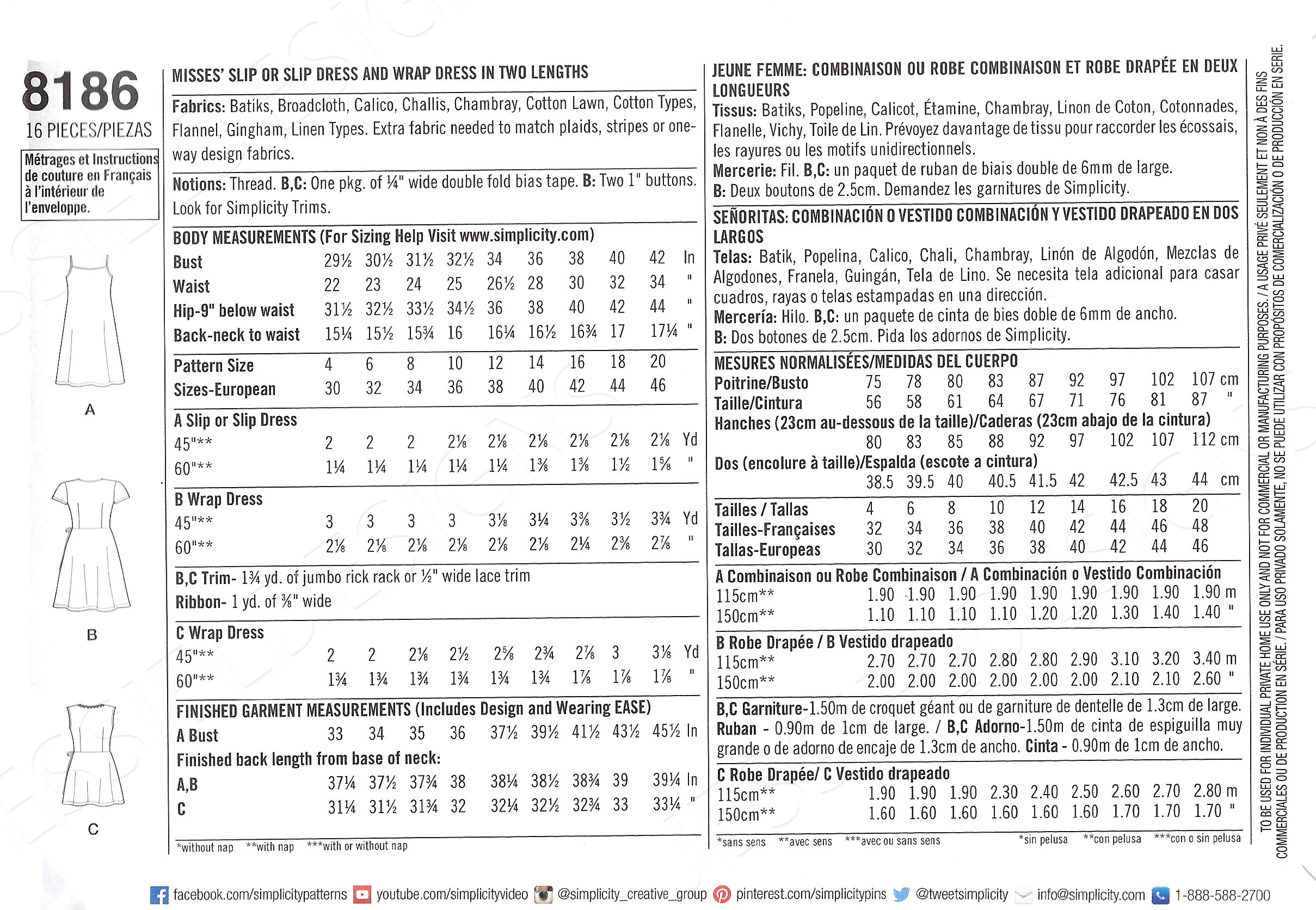 Uncut Simplicity Sewing Pattern 8186 Sewing Pattern for Misses - Etsy