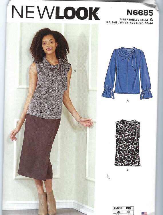 Uncut New Look Sewing Pattern 6685 Misses Plus Blouse Pattern - Etsy