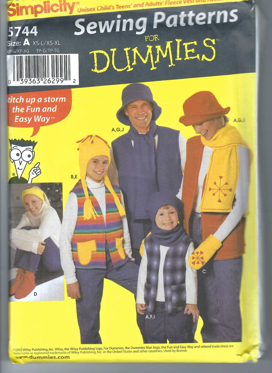 Uncut Simplicity Sewing Pattern 5744 Unisex Family Fleece Vest Mittens ...