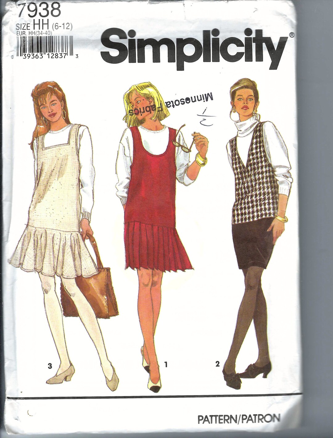 Uncut Vintage Simplicity Sewing Pattern 7938 Misses Dress & Jumpers ...