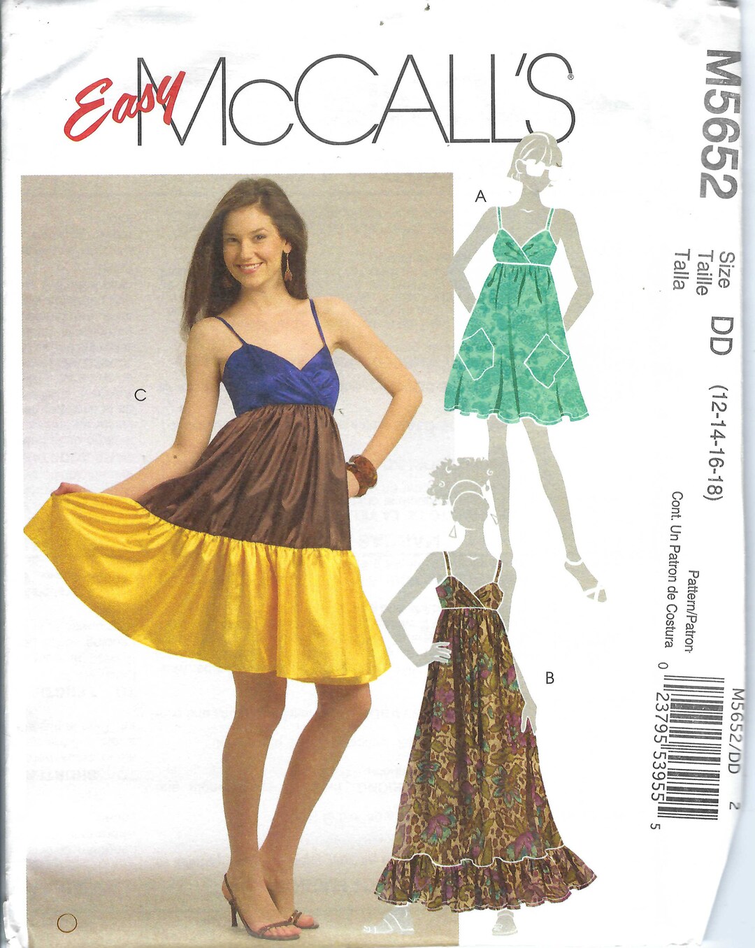Uncut Mccalls Sew Sewing Pattern 5652 Size 12-18 Darling Dresses FF - Etsy
