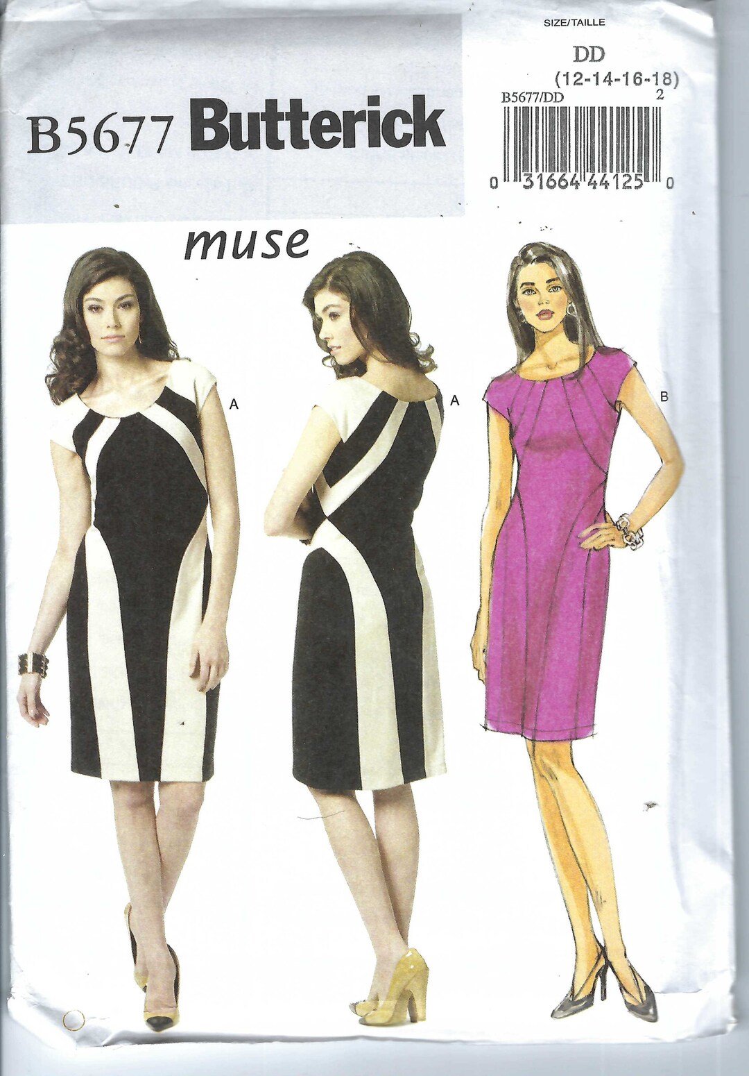 Uncut Butterick Sewing Pattern 5677 Muse Knit Dress Pattern Size 12-14 ...