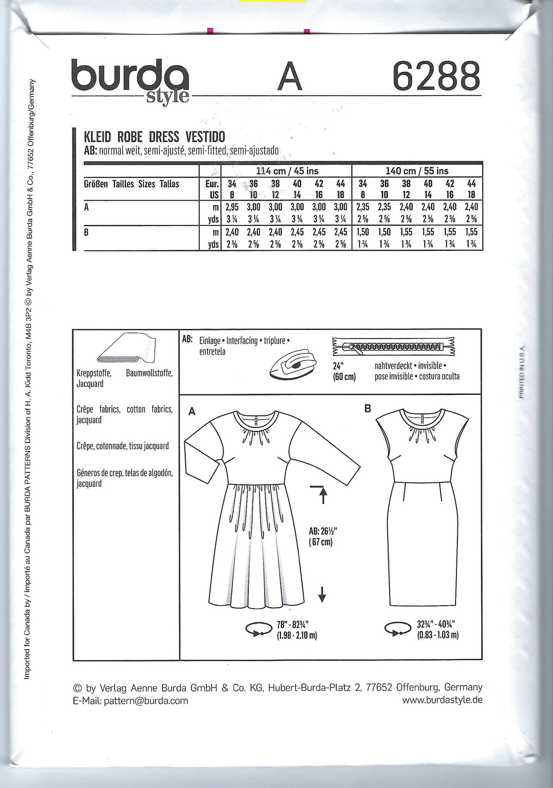 Uncut Burda Sewing Pattern 6288 Dresses Have Gathers at Neckline With ...