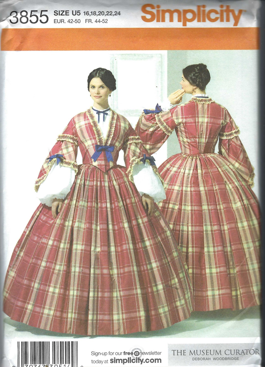 Uncut Simplicity Sewing Pattern 3855 Historical 1860s Civil War Era ...