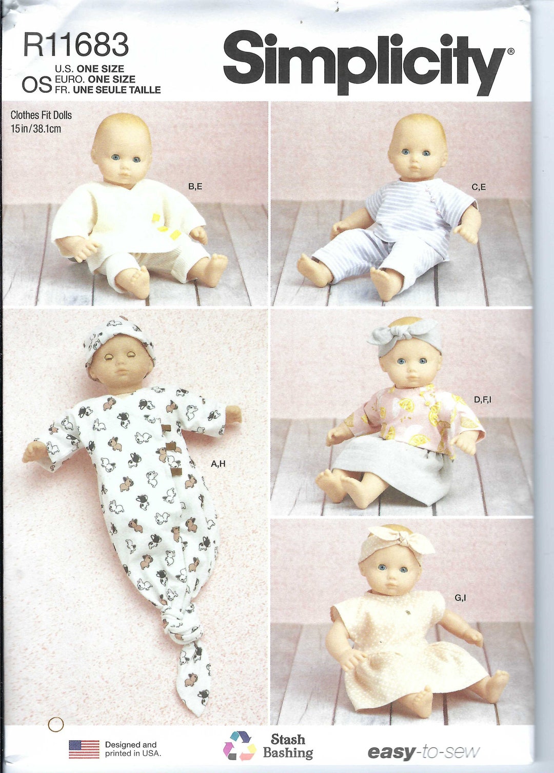 Uncut Simplicity Sewing Pattern 11683 9727 15 Inch Baby Doll Pattern FF ...