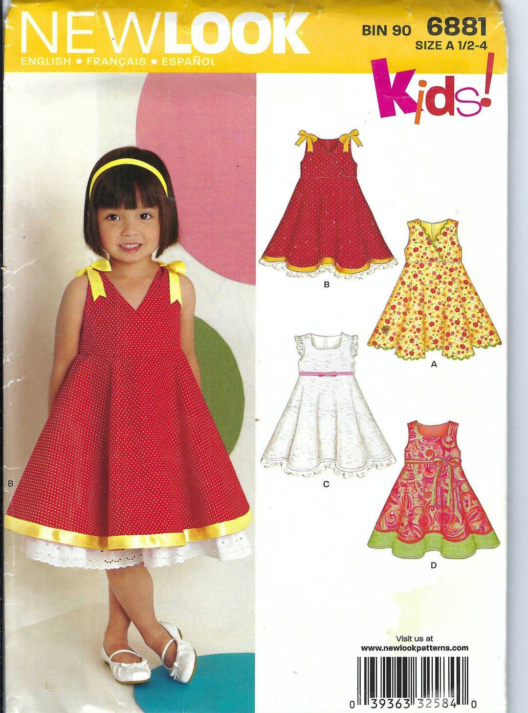 New Look Sewing Pattern 6881, Toddler's Raised Waist Dress Sewing ...
