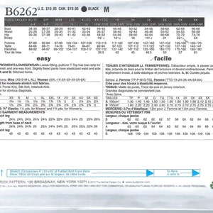 Uncut Butterick Sewing Pattern 6262 Pullover Top Flared Pants Women's ...