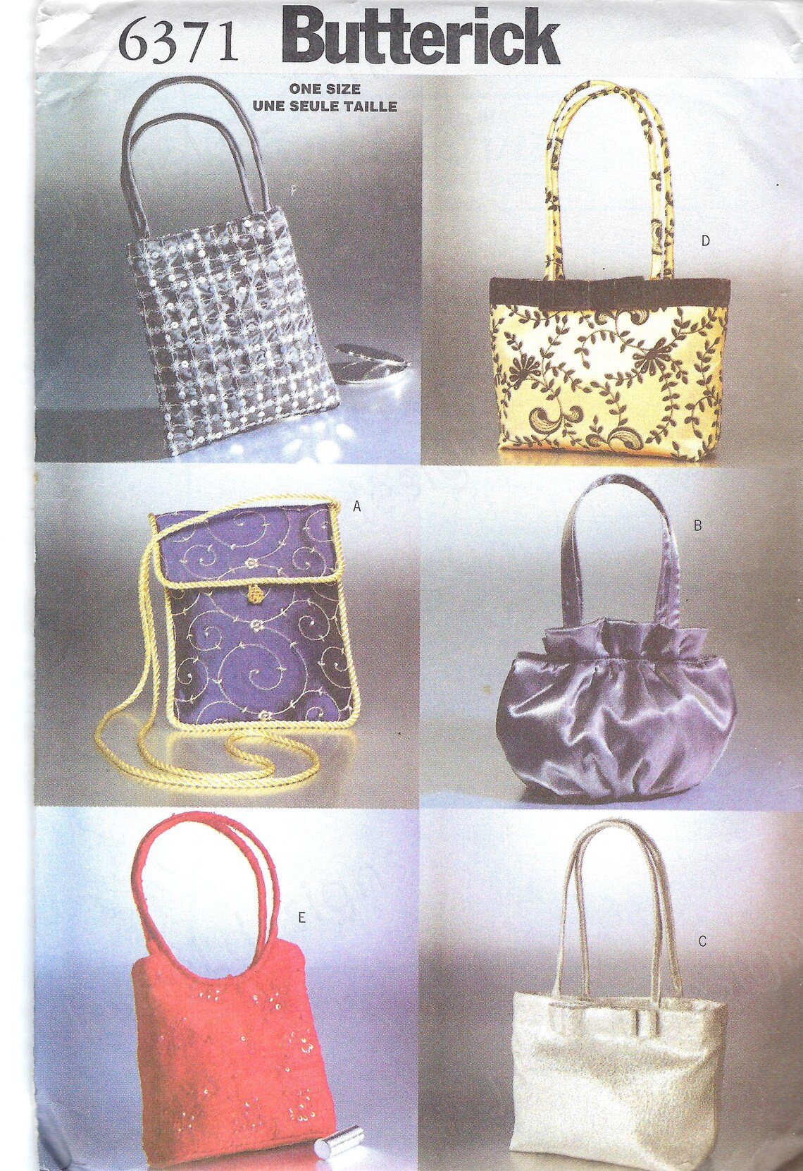 Uncut Butterick Sewing Pattern 6371 Evening Bags Pattern - Etsy