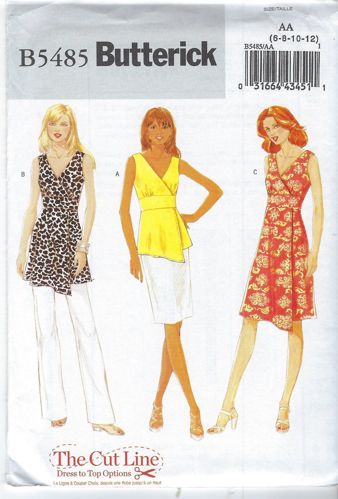 Uncut Butterick Sewing Pattern 5485 Misses Tunic, Top, Dress Pattern ...