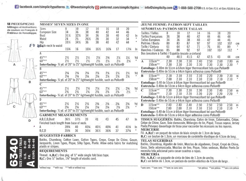 New Look Sewing Pattern 443 6340 Misses Dress Sewing Pattern Size (8-20 ...