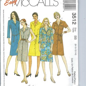 UNCUT Mccalls Sewing Pattern 3512 Misses/miss Petite Shirt Dresses ...