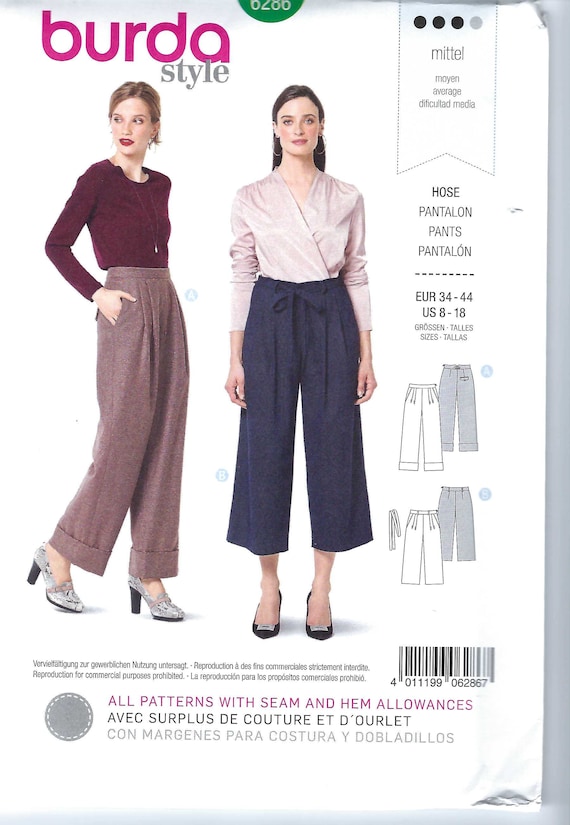 Uncut Burda Style Sewing Pattern 6286 Pants Marlene Pants - Etsy