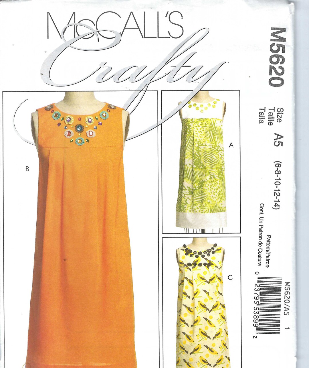Uncut Mccalls Sewing Pattern Sleeveless Dress 5620, Mccall's Crafty, A ...