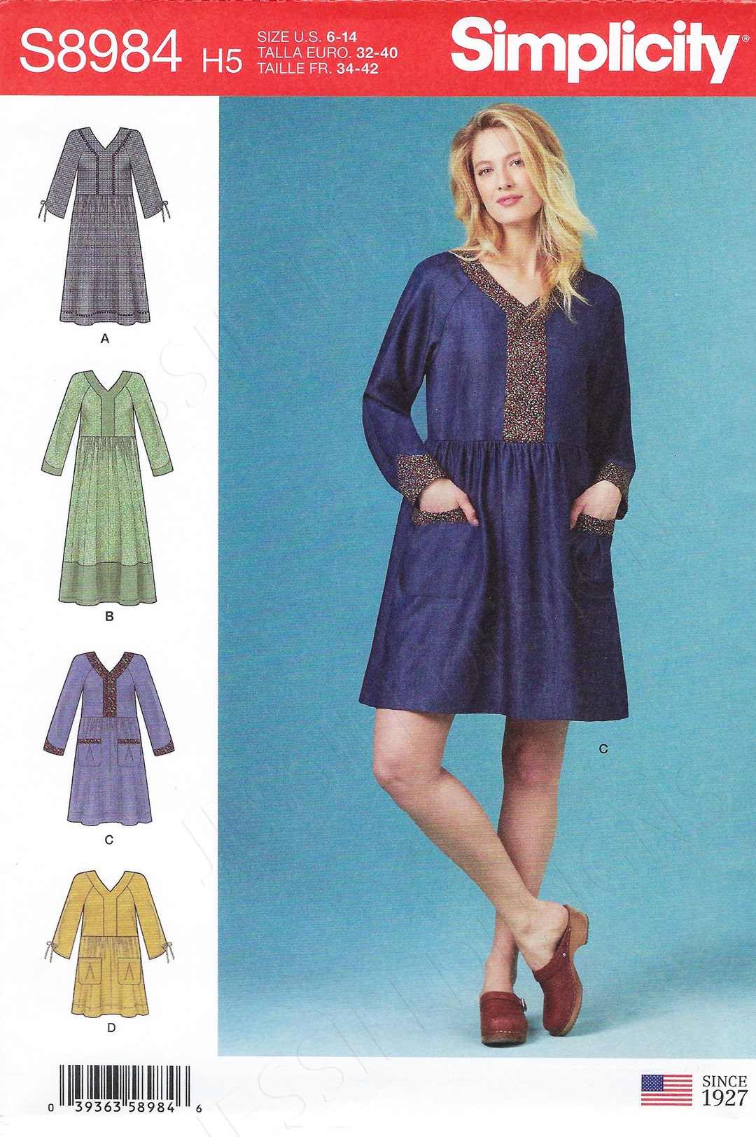 Uncut Simplicity Pattern 10247 8984~misses' Pocket Dresses~misses Sz 6 ...
