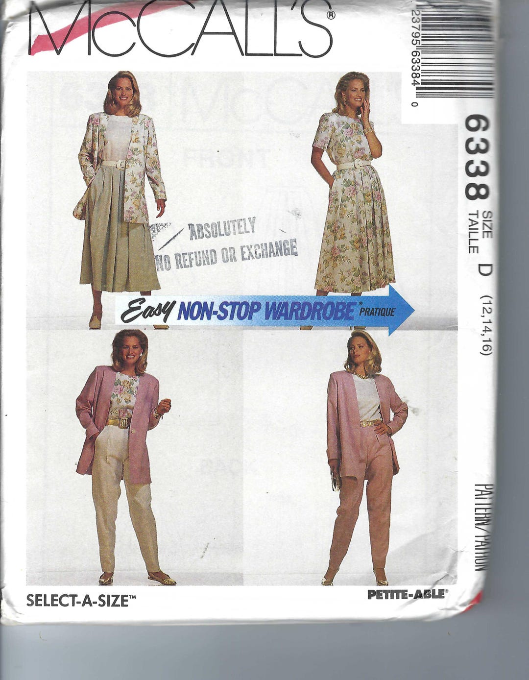 Uncut Vintage Mccalls Sewing Pattern 6338 Easy Non-stop Wardrobe Size ...