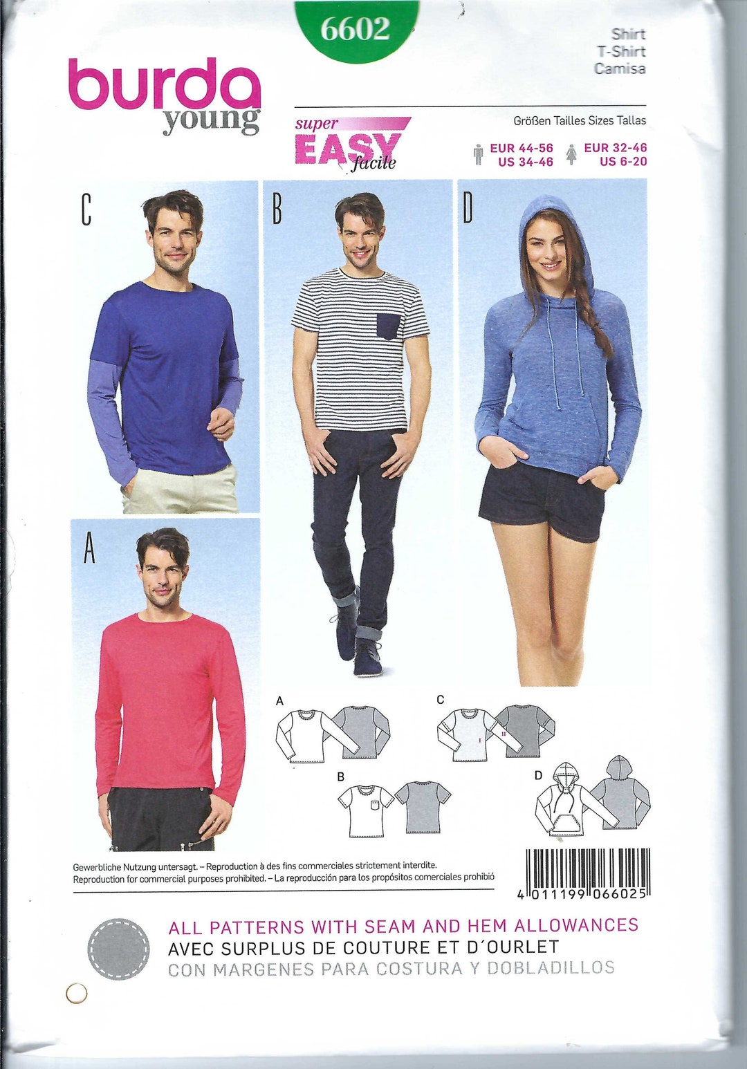 Uncut Burda Sewing Pattern Young-pattern Shirt 6602 Size 6-20 FF - Etsy