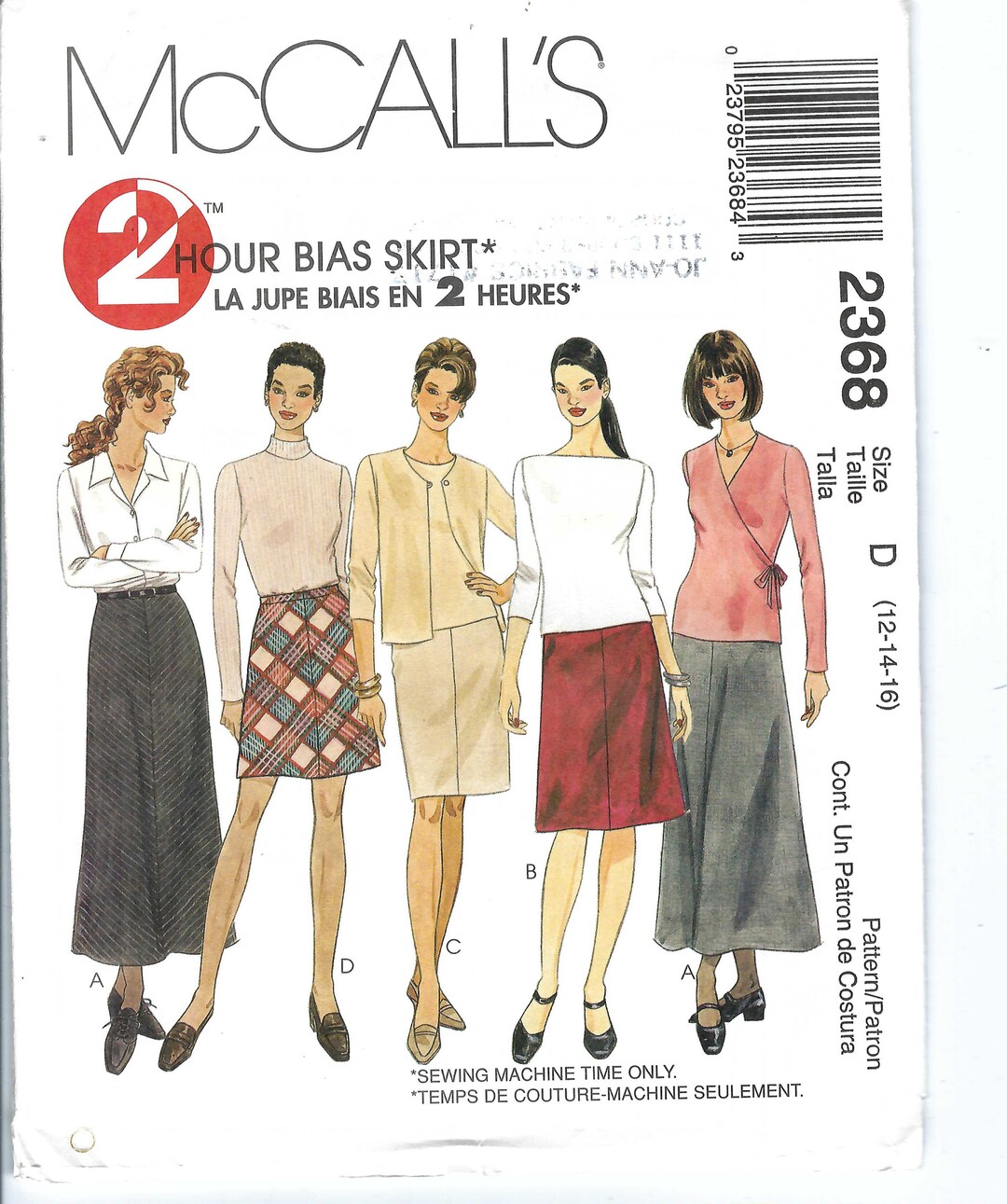 Uncut Vintage Mccalls Sewing Pattern 2368 2 Hour Bias Skirt Mini Midi ...