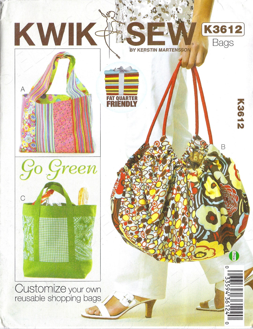 Uncut Kwik Sewing Pattern 3612 Tote Bags in Three Styles Customize Your ...