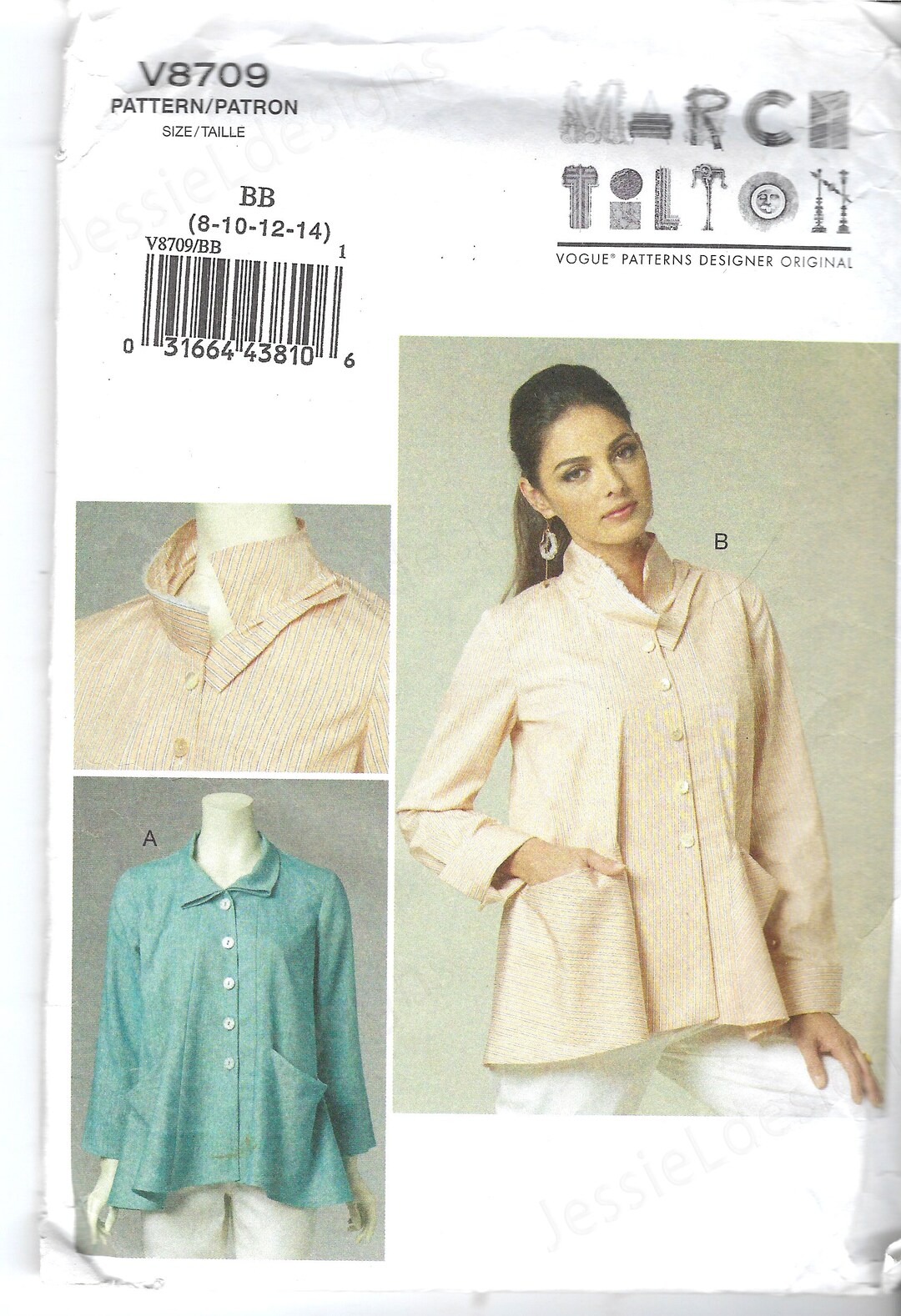 Rare Uncut Vogue Sewing Pattern 8709 Misses Shirt Size 8-10-12-14 16-22 ...