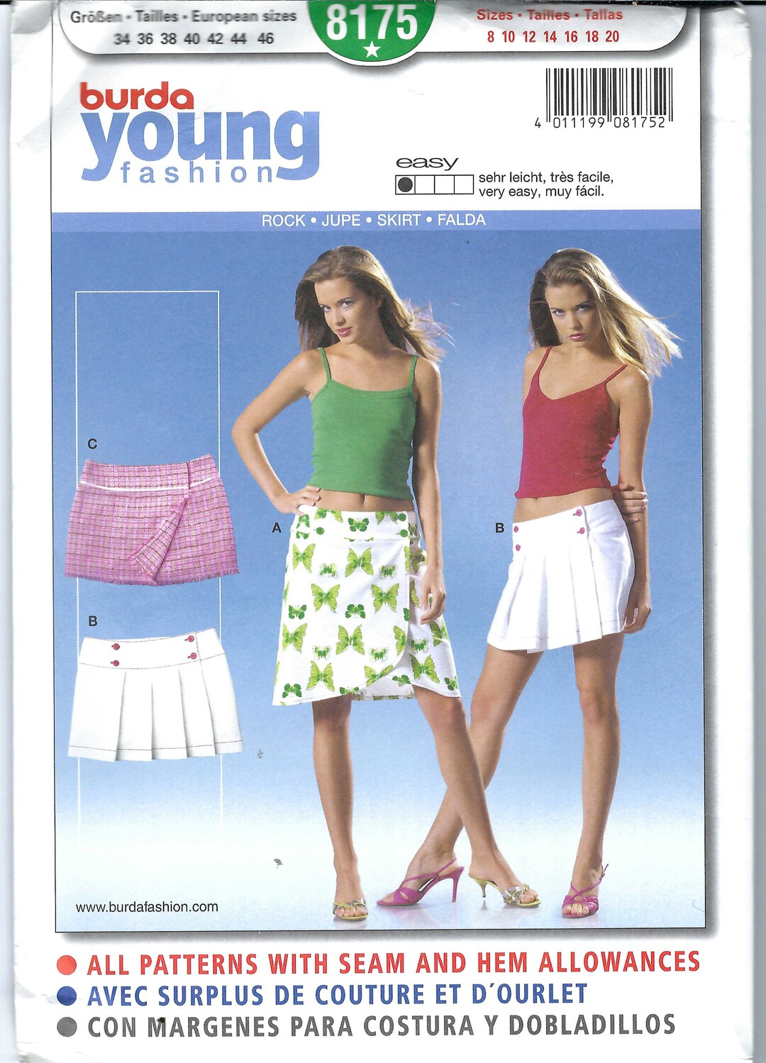 Uncut Burda Style Sewing Pattern 8175 Size 8-20 Misses Skirt / Mini ...