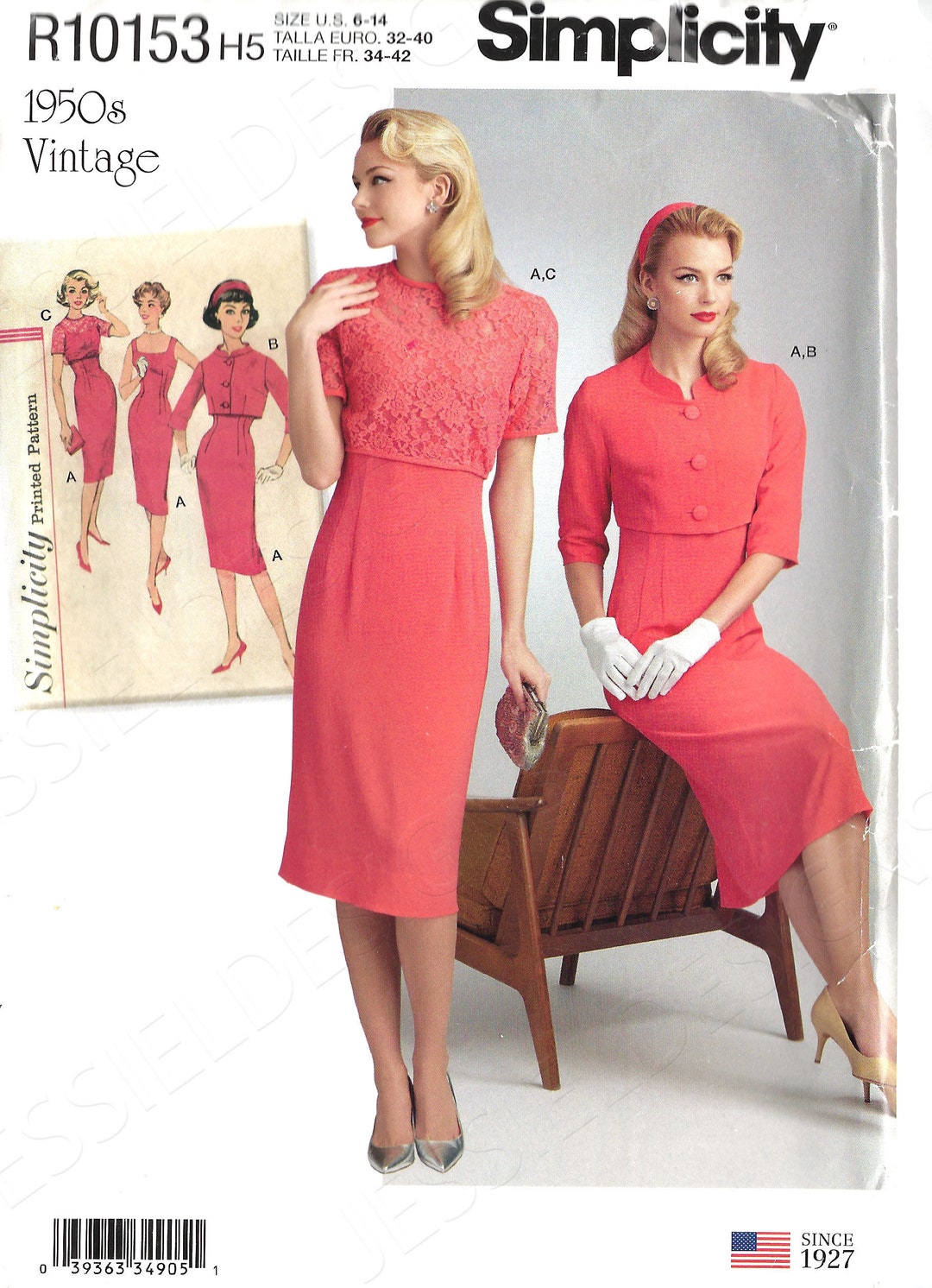 Uncut Simplicity Sewing Pattern 737 10153 8460 Misses' 1950 Vintage ...