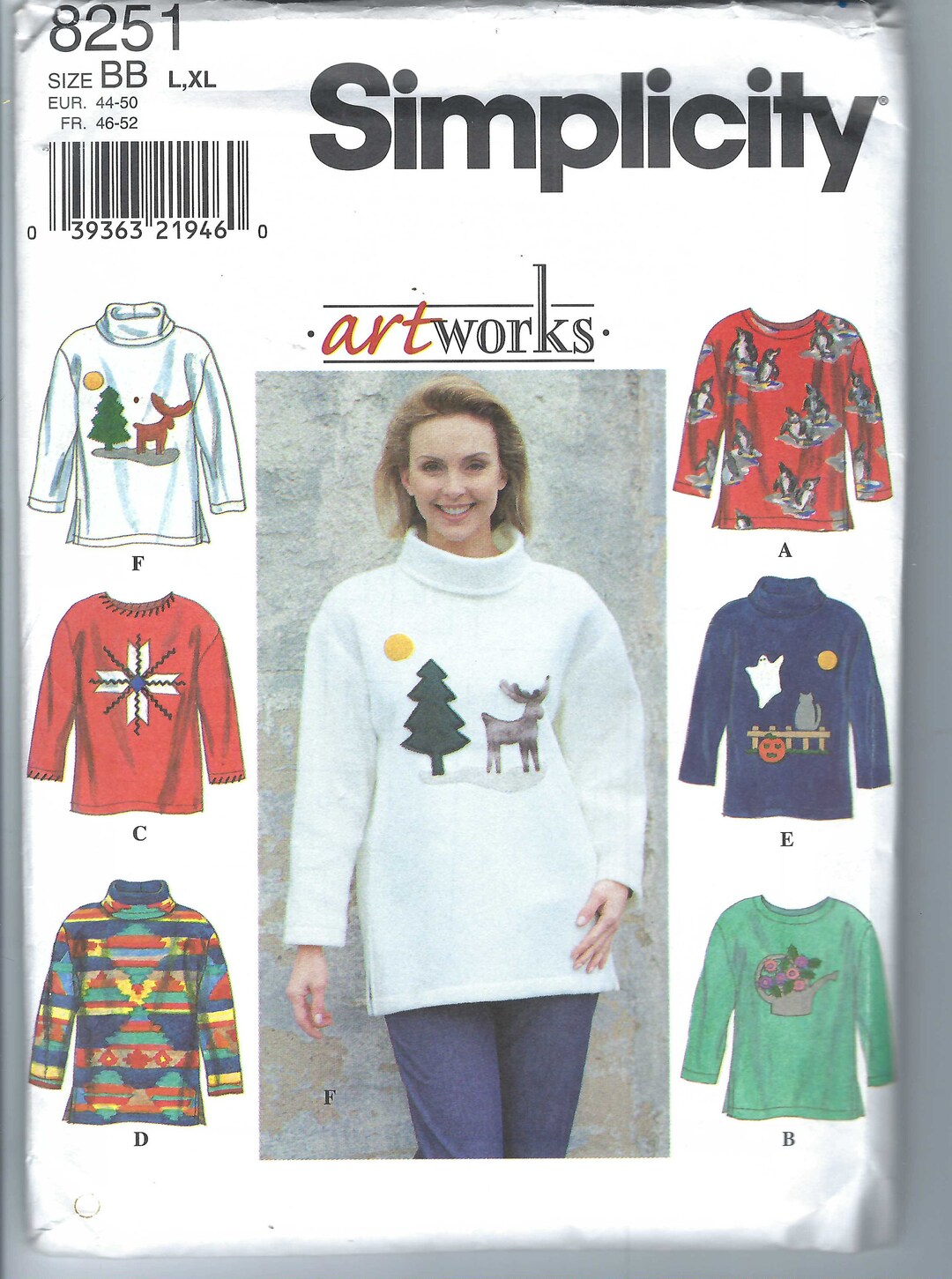 Uncut Vintage Simplicity Sewing Pattern 8251 Size L-xl Pullover Top ...