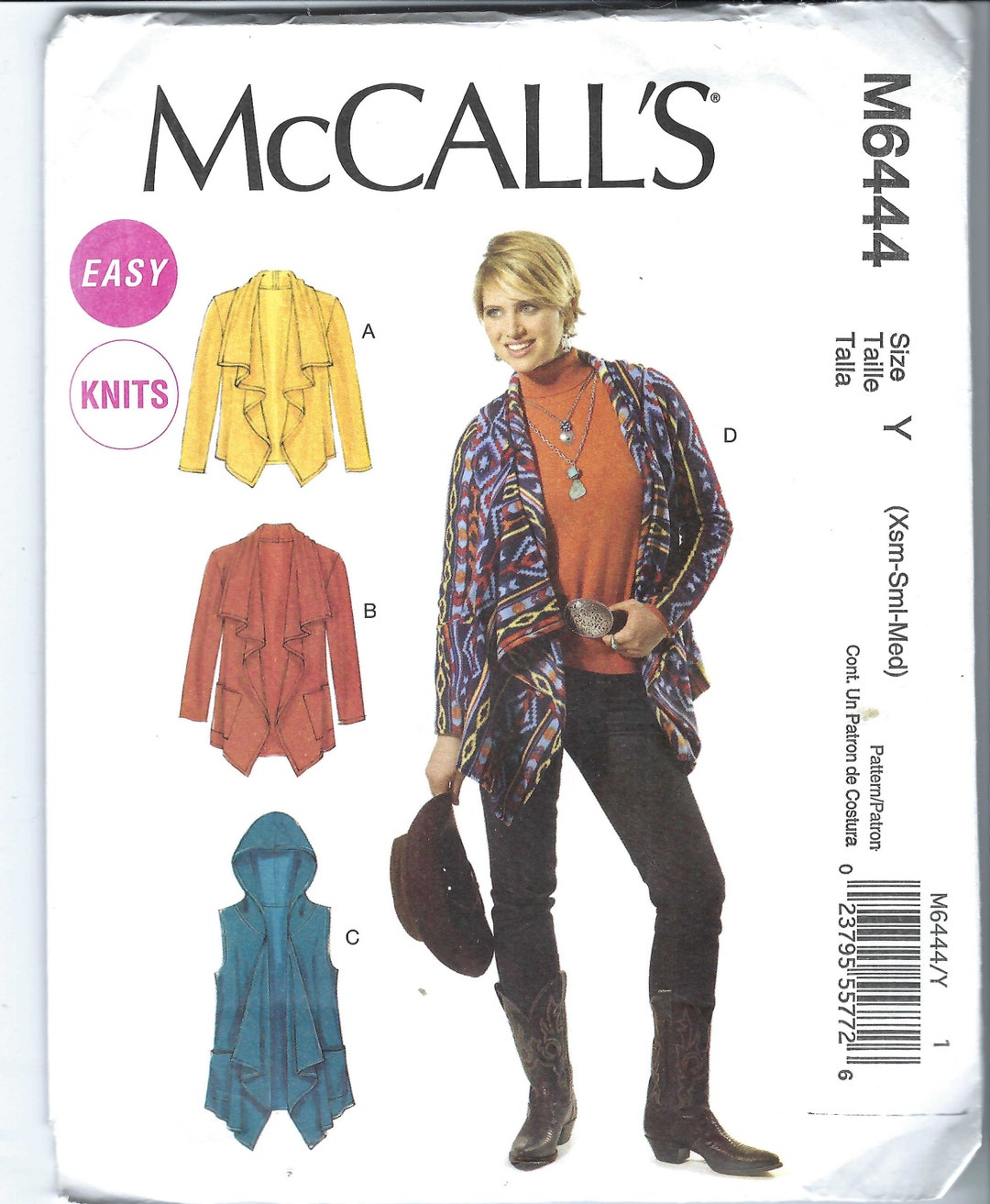 UNCUT Mccalls Sewing Pattern 6444 Sewing Pattern Easy Knits Jackets and ...