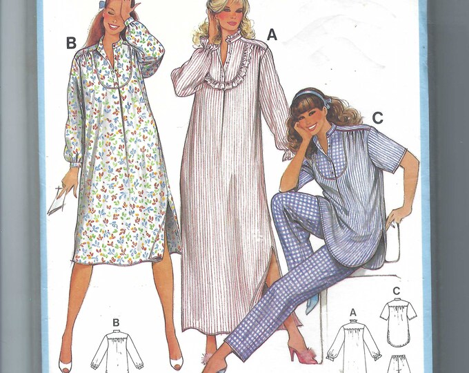 Rare Uncut Vintage Burda Sewing Pattern 7966 Nightgown PJ Pattern Size ...
