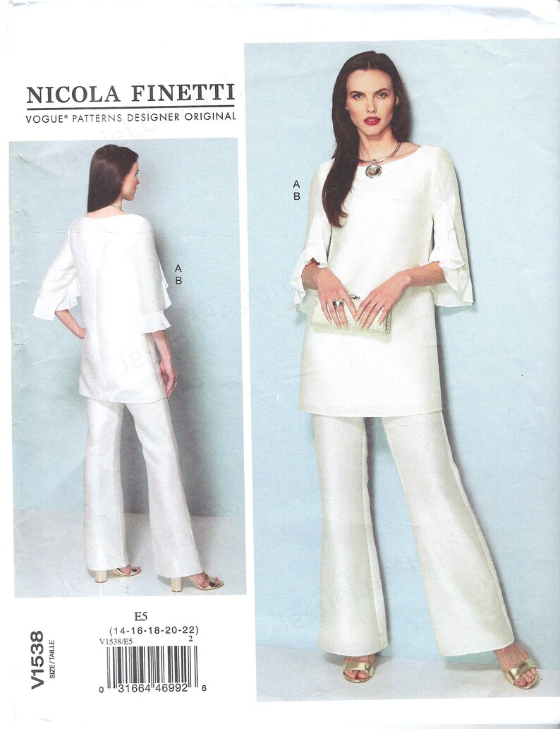 Uncut Vogue Sewing Pattern 1538 Tunic With Ruffle-sleeve - Etsy