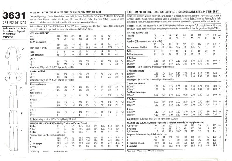 Uncut Simplicity Sewing Pattern 3631 Sewing Pattern Jacket - Etsy