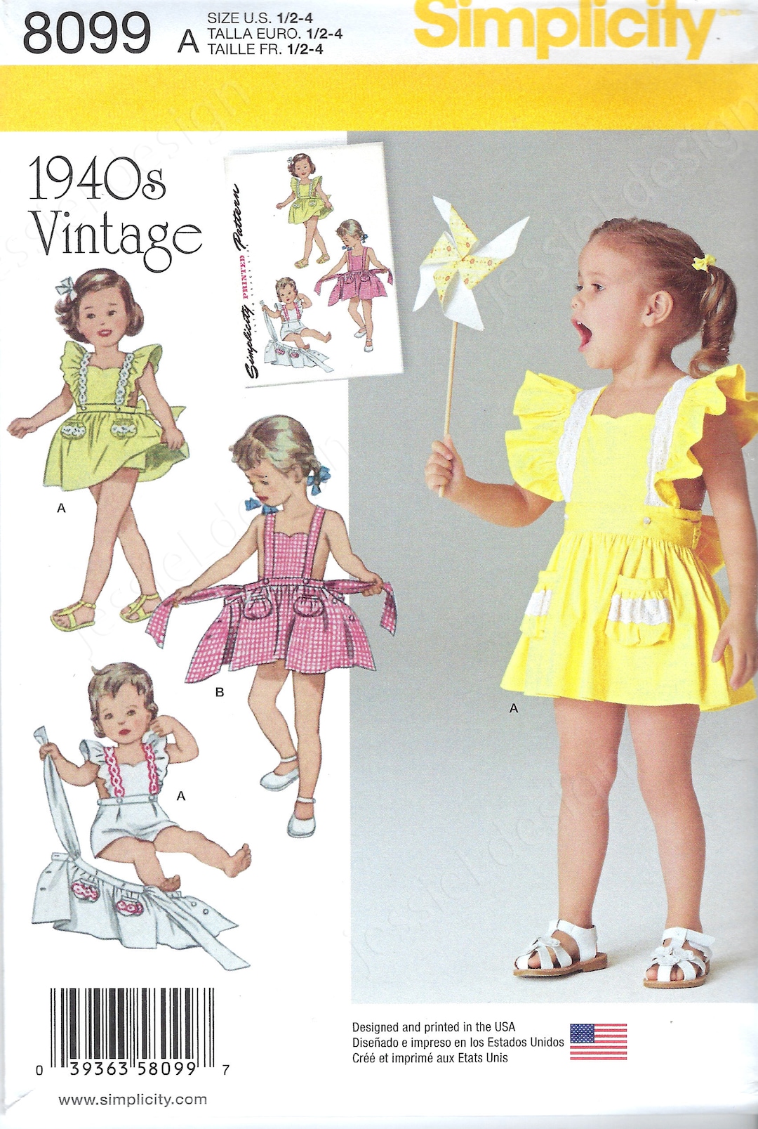 Uncut Simplicity Sewing Pattern 8099 Toddler Sizes 1/2, 1, 2, 3, 4 ...