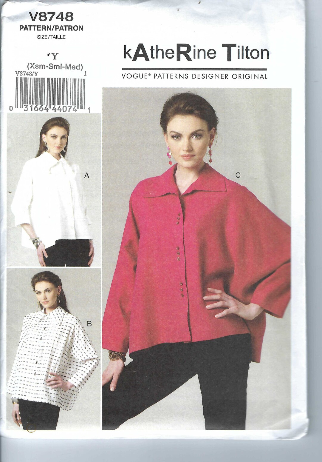 Uncut Vogue Sewing Pattern 8748 Katherine Tilton Shirt Pattern Size XS ...