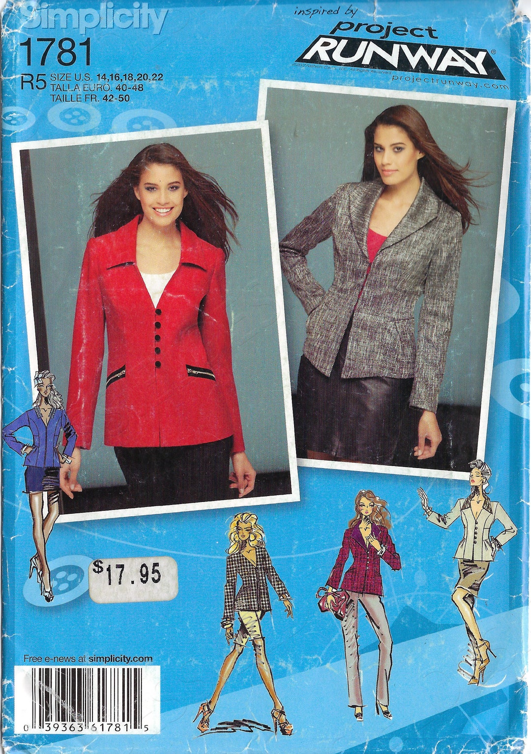 Uncut Simplicity Sewing Pattern 1781 Jacket, Blazer Sewing Pattern Size ...