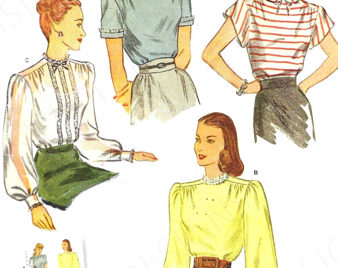 Uncut Simplicity Sewing Pattern 10380 0228 8736, 1940's Blouses, High ...
