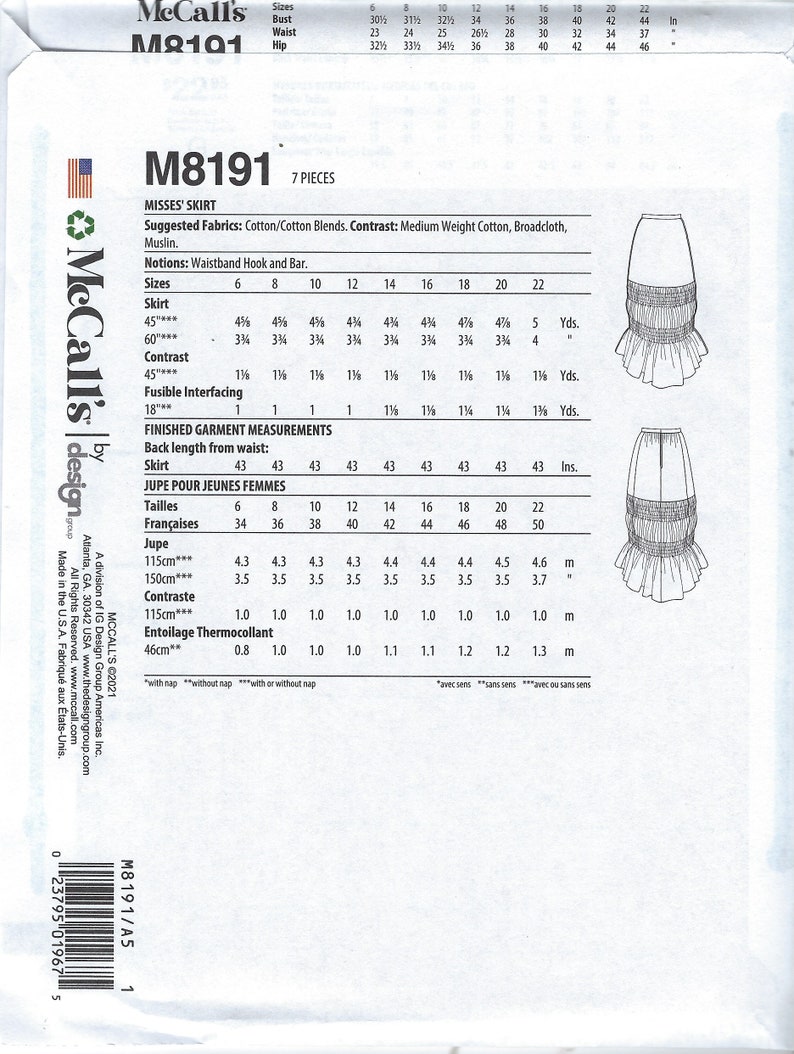 Uncut Mccalls Sewing Pattern 8191 Designer Angela CLAYTON - Etsy