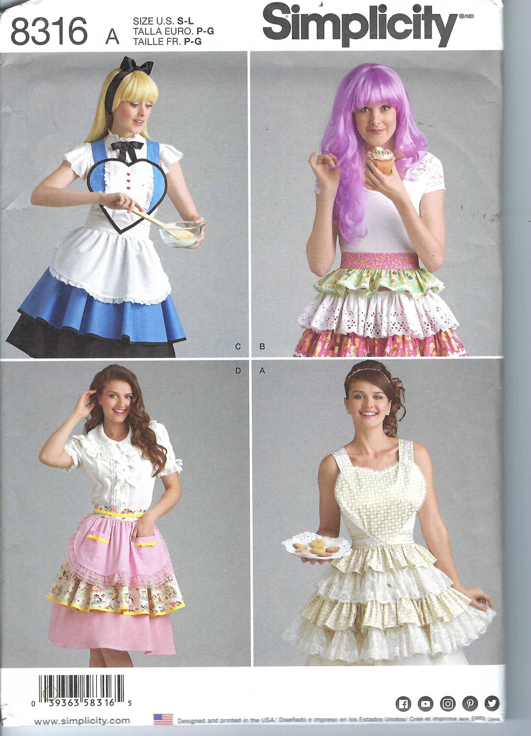 Uncut Simplicity Sewing Pattern Misses Heart Bib Apron or Half Apron ...