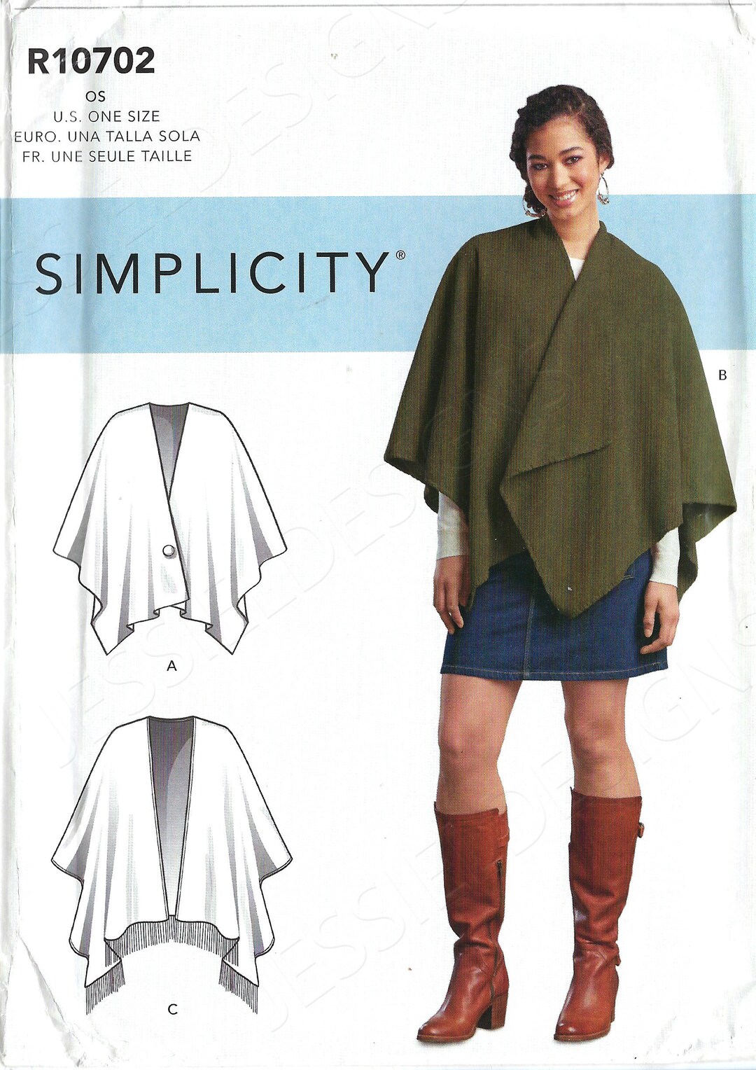 Uncut Simplicity Sewing Pattern 10702 Misses PONCHO WRAPS One Size FF ...