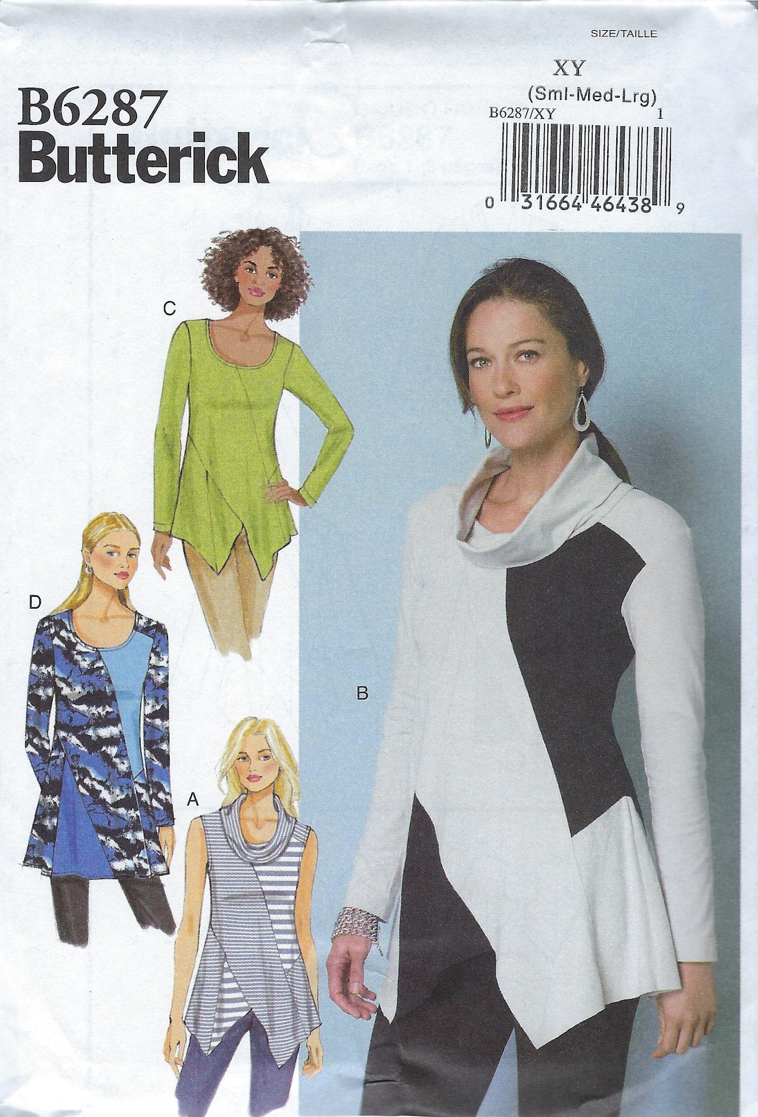 Uncut Butterick Sewing Pattern 6287 Misses Asymmetrical Hem Tunic Top ...