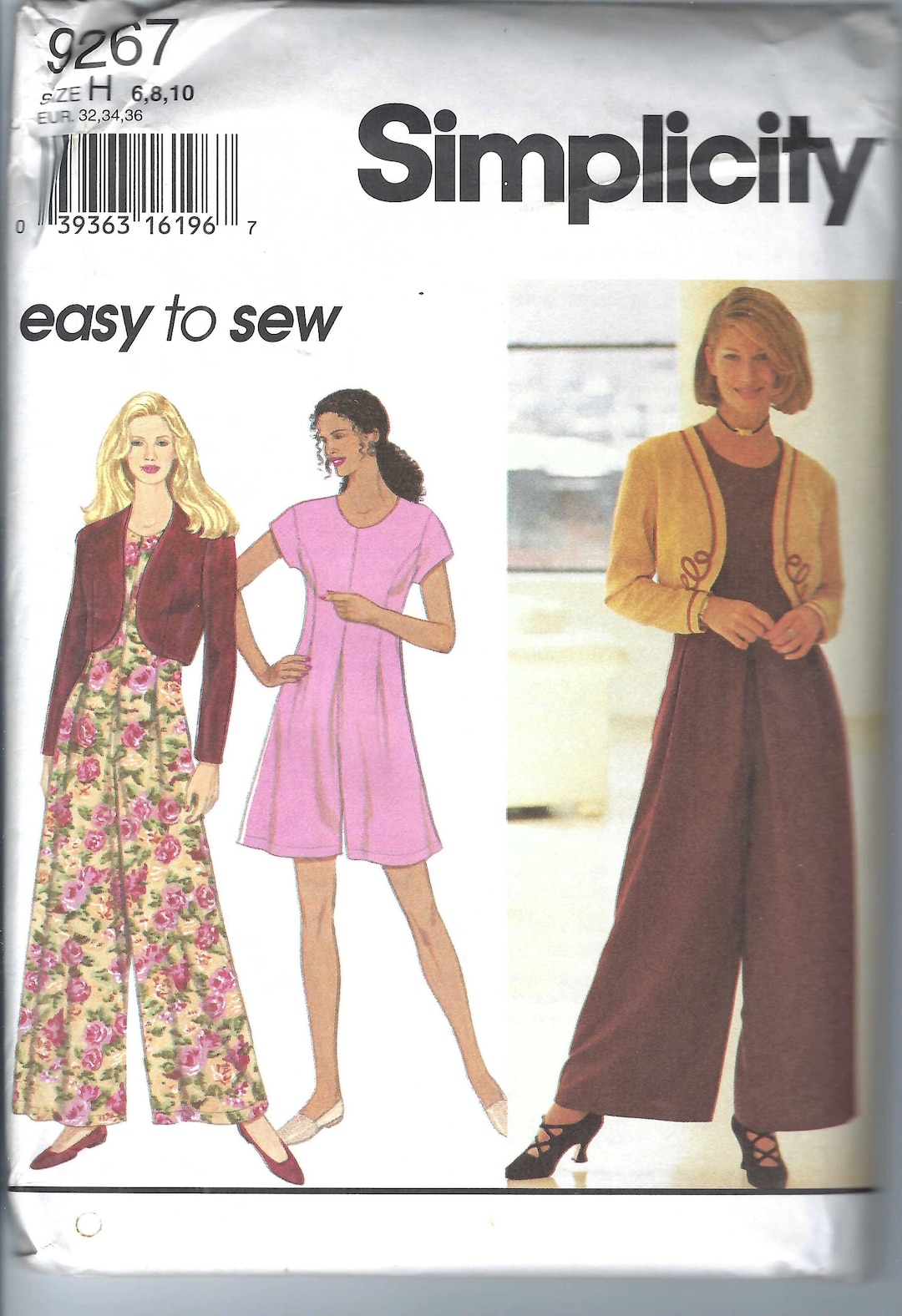 Uncut Vintage Simplicity Sewing Pattern 9267 Palazzo Jumpsuit or Romper ...