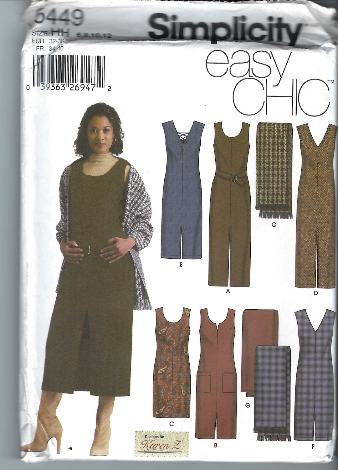 Uncut Simplicity Sewing Pattern 5449 Misses Miss Jumpers With Length Variations, Belt & Shawl ...