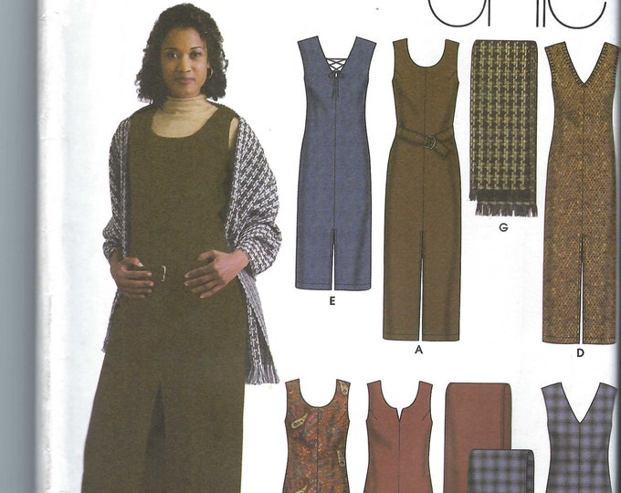 Uncut Simplicity Sewing Pattern 5449 Misses Miss Jumpers With Length Variations, Belt & Shawl ...