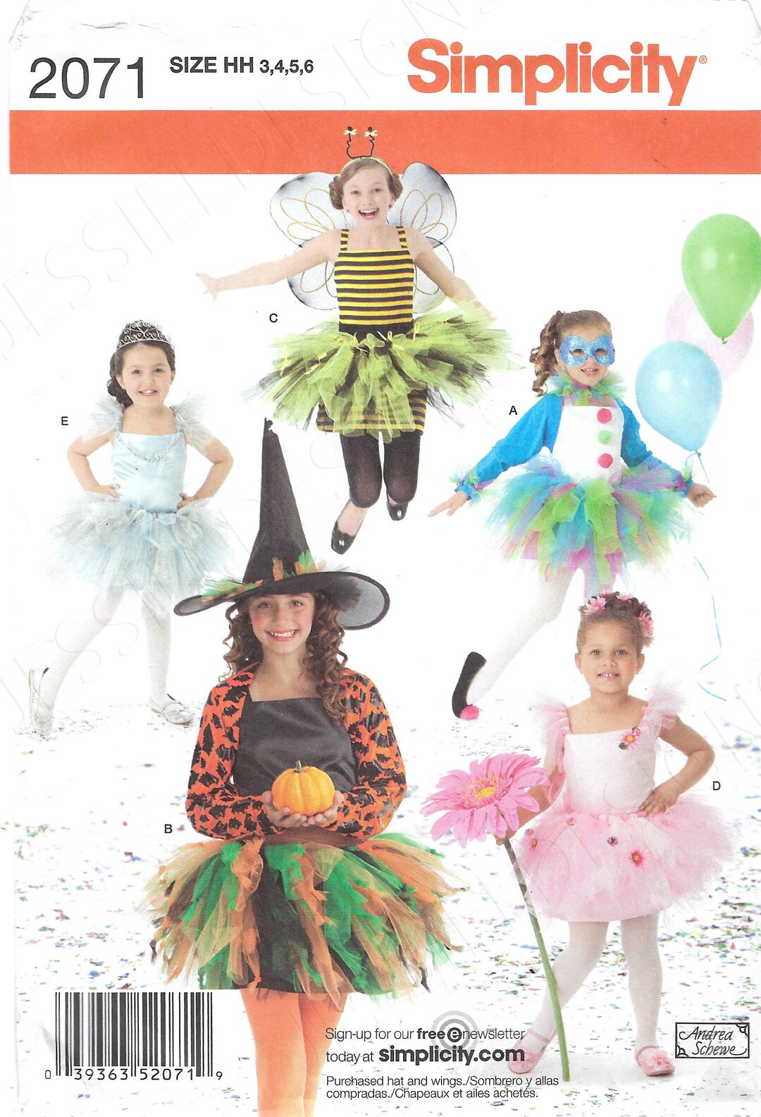 Uncut Simplicity Sewing Pattern Costumes 2071 Girls Halloween Tutu ...