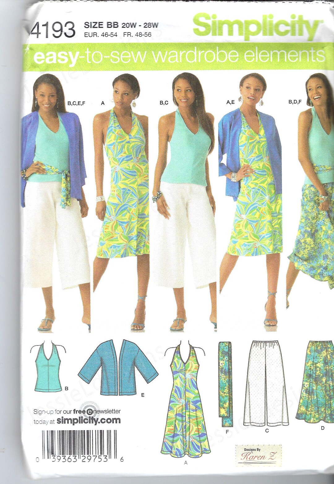 Uncut Simplicity Sewing Pattern 10-18 20W-28W, 4193, Misses Easy ...