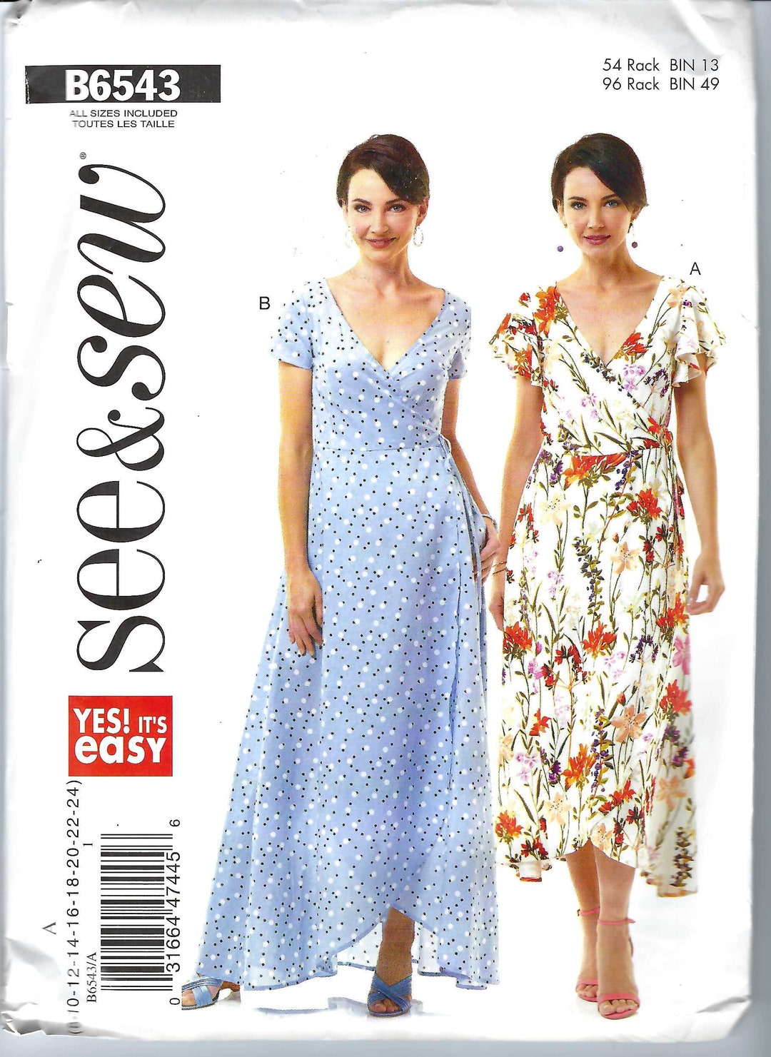 Uncut Butterick Sewing Pattern 6543 Misses Wrap Dress Size 8-24 FF - Etsy